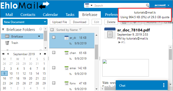Managing your account quota | EhloMail User Guide